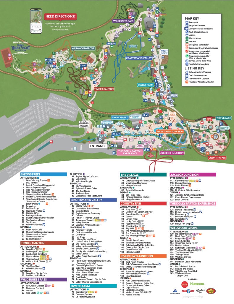 Dollywood Parks & Resort Map 2026 | Pigeon Forge, TN | Deep Arrival